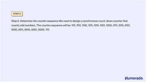 solved design a 4 bit odd number synchronous countdown counter showing