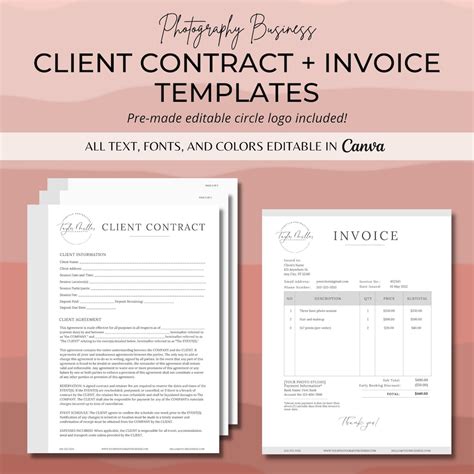 Contract Templateinvoice Templateform Templatecanva Etsy