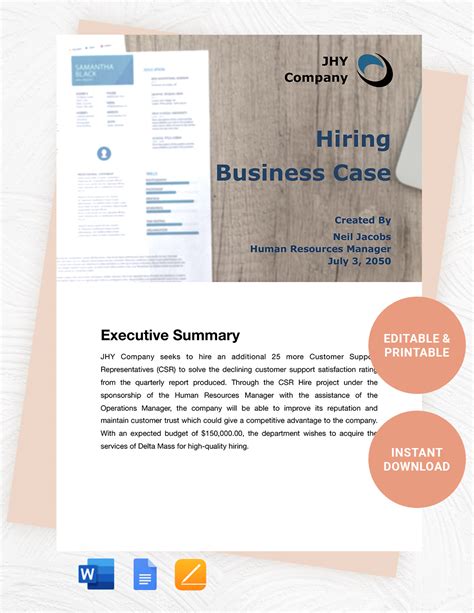 Editable Business Case Templates In Word To Download