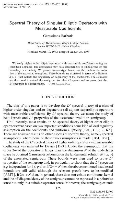 Pdf Spectral Theory Of Singular Elliptic Operators With Measurable