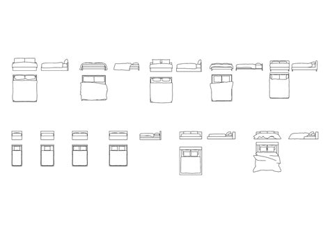 Bedroom Furniture Dwg Cad Blocks In Plan And Elevation 75 Pieces Cadnature
