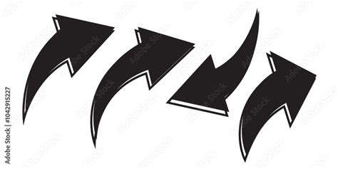Arrow Curved Graph Design Element Free Hand Drawing Vector Illustration