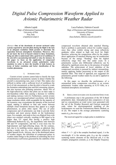 Pdf Digital Pulse Compression Waveform Applied To Avionic