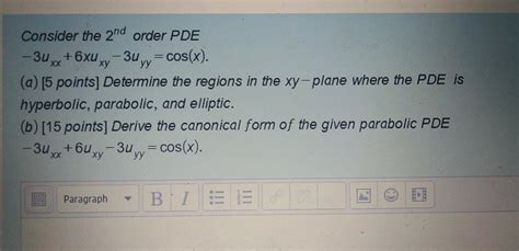 Solved ху Yy Consider The 2nd Order Pde 3ux6xuxy 3uy