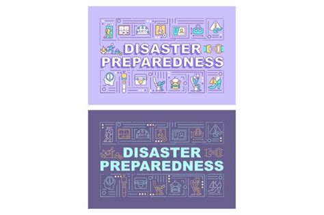 Disaster Preparedness Word Banner Set Graphic By Img Visuals Icons