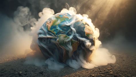 Close Up Of A Small Earth Enveloped In Thick Choking Smoke From