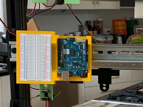 Arduino Uno With Proto Board Mount For DIN Rail By NotLikeALeafOnTheWind Download Free STL