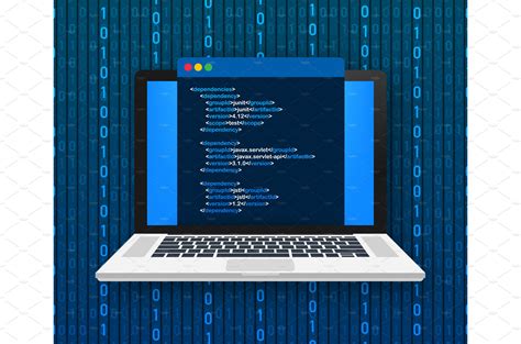 Vector Laptop Coding Concept Web Education Illustrations ~ Creative