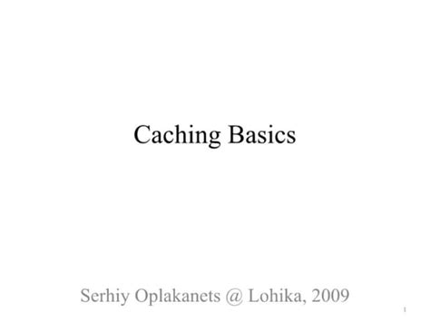 Caching Basics Pdf