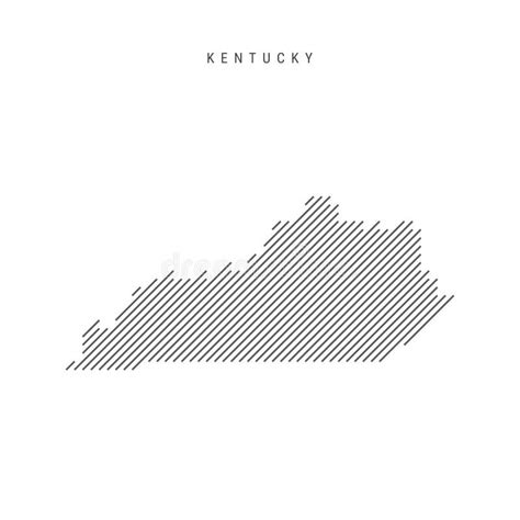 Kentucky Map From Pattern Of Black Slanted Parallel Lines Flat Vector Illustration Isolated On