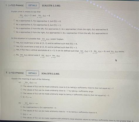 Solved Explain What It Means To Say That Limx→5−f X 3 And