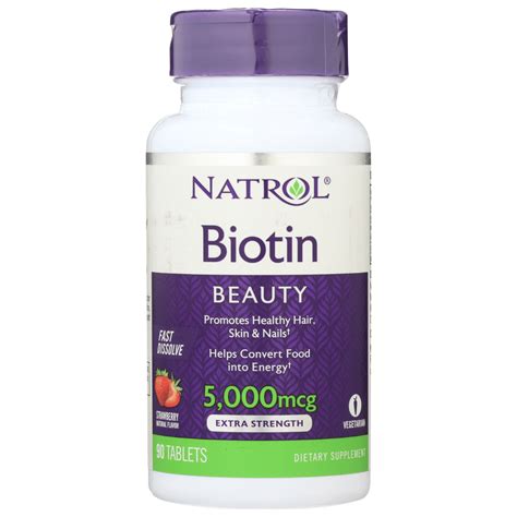 Natrol Biotin 5000mg Extra Strength Fast Dissolve Tablets - Strawberry ...