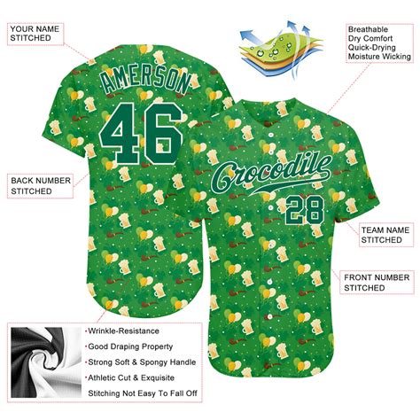 Custom Kelly Green Kelly Green White 3d Pattern Design Authentic St
