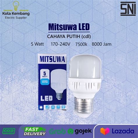 PROMO TERBATAS LAMPU LED BULB 5 W MITSUWA LED BULB PUTIH BOHLAM SNI SUPER TERANG