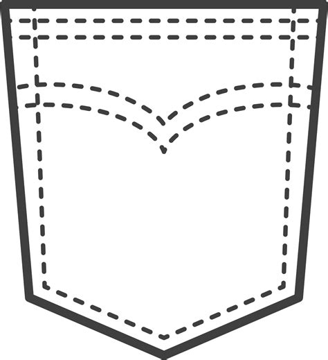 Denim Pocket Patch Outline Element For Uniform Or Casual Style Clothes