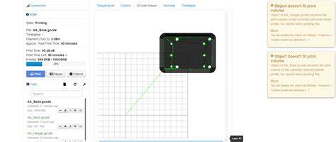 Just Set Up Octoprint But Now I Get An Error Saying It Doesn T Fit The Print Volume Please Help