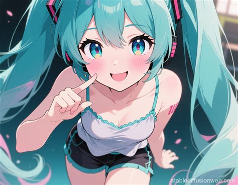 Hatsune Miku Close Up Stable Diffusion Online