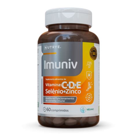 Vitamina D3 Vitamina C E Zinco Selênio Vitamina Para Imunidade Baixa Imuniv 60 Comprimidos