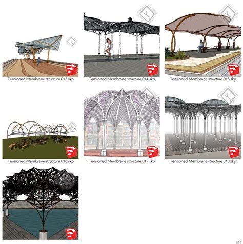 【sketchup 3d Models】19 Types Of Tensioned Membrane Structure Sketchup