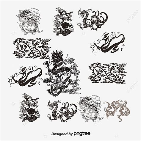 전통의 용 일러스트 형 문양 전집 전통 문양 전통문양 용 모양의 토템 전통 문양 중국 전통 소재 전통 패턴 토템 전통 무늬 전통문양 Png 일러스트 및 Psd 이미지