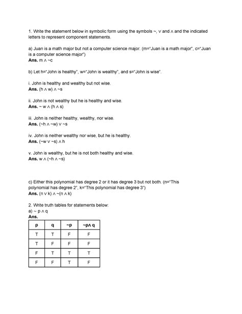 discrete structure assignment kripal write the statement below in