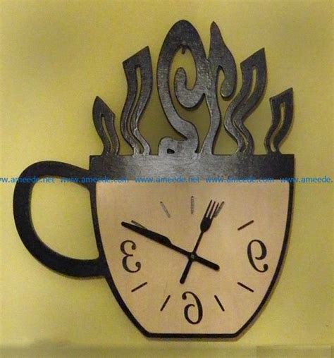 Clock Coffee Cup File Cdr And Dxf Free Vector Download For Laser Cut