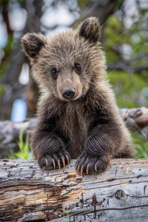 Premium Photo A Grumpy Grizzly Cub With A Scowling Expression And Big Fluffy Paws