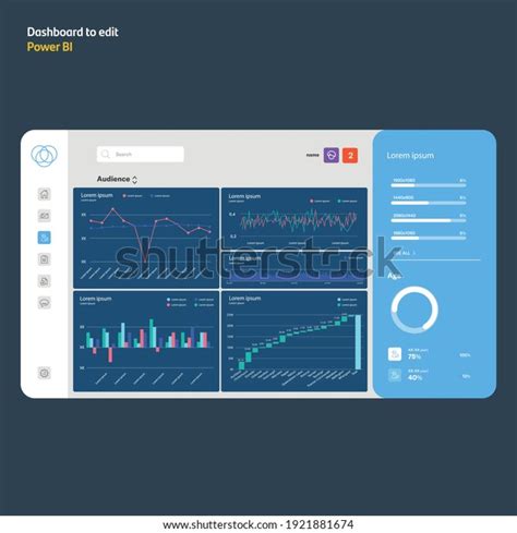 Dashboard Design Graphs Power Bi Template Stock Vector Royalty Free Shutterstock
