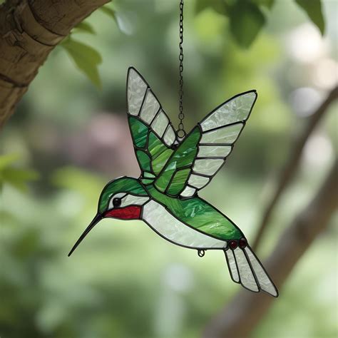 Custom Hummingbird Stained Glass Window Hangingstained Glass Bird