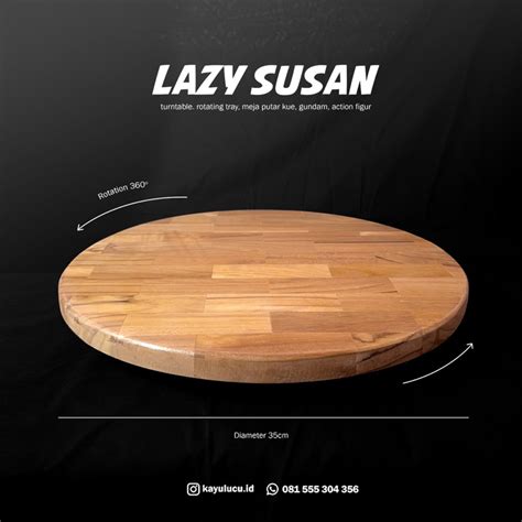 Jual Meja Putar Kayu Jati Uk 35cm Lazy Susan Turntable Rotating