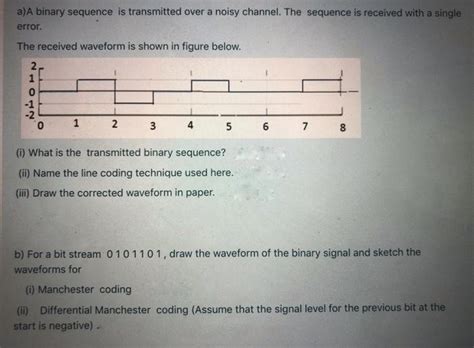 Solved A A Binary Sequence Is Transmitted Over A Noisy