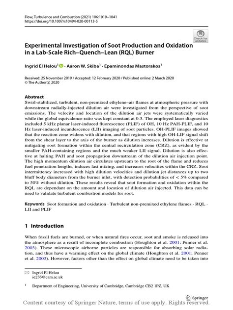 experimental investigation of soot production and pdf laser optics