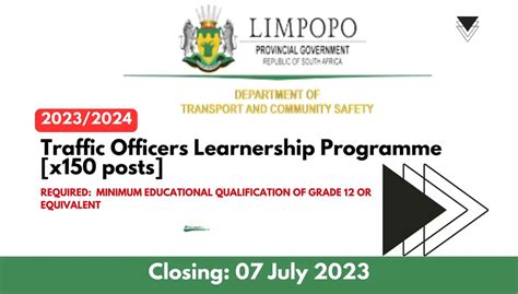 Department Of Transport And Community Safety Learner Traffic Officers 150 Learnership
