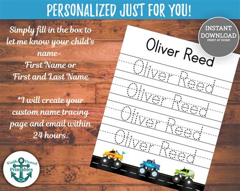 Custom Name Tracing Sheet Handwriting Practice Personalized Etsy