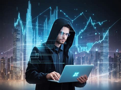 Premium Photo Hacker Using Computer With Stock Charts And Business Statistics Hologram Hacking