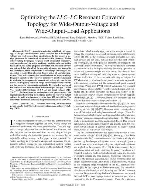 Pdf Optimizing The Llclc Resonant Converter Topology For Wide Output