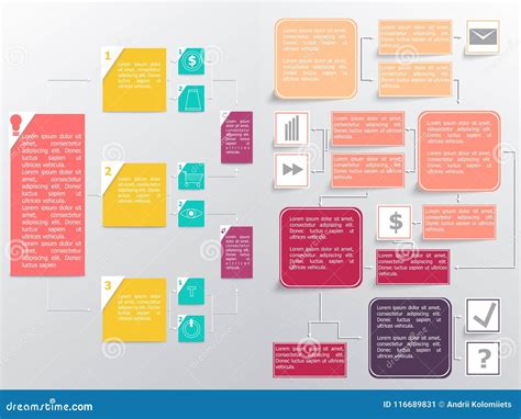 Flowchart Elements Different Arrows Cartoon Vector