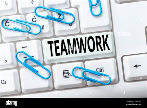 Conceptual Caption Teamwork Word Written On Combined Action Of Group