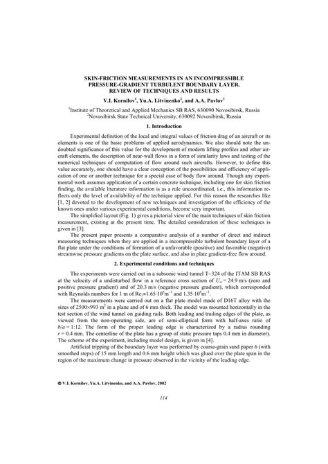 Pdf Skin Friction Measurements In An Incompressible Pressure Gradient Turbulent Boundary Layer