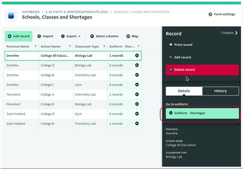 View The History Of A Record Added To A Subform ActivityInfo