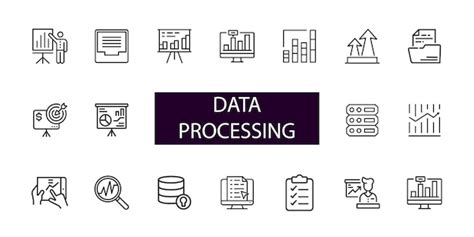 Premium Vector Data Processing Line Icons Set Of Line Icons On White