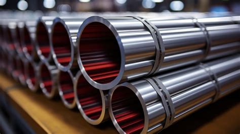 Premium AI Image Industrial Warehouse Storing An Array Of Steel Pipes