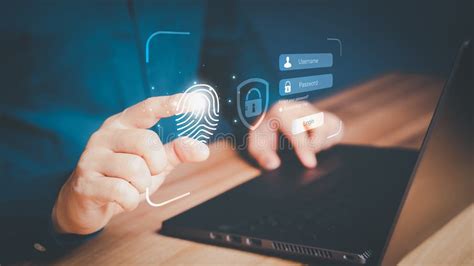 Man Typing Login User And Password Cyber Security Concept Stock Image