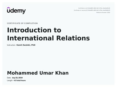 Completed Introduction To International Relations Course On Udemy