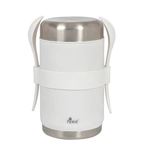 קופסת אוכל מנירוסטה לאוכל כולל מזלג וכף מבית המותג Packandeat