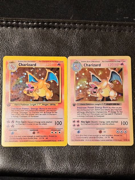 Two First Edition Charizard And Shadowless High Quality Custom Handmade Card With Pro Case And