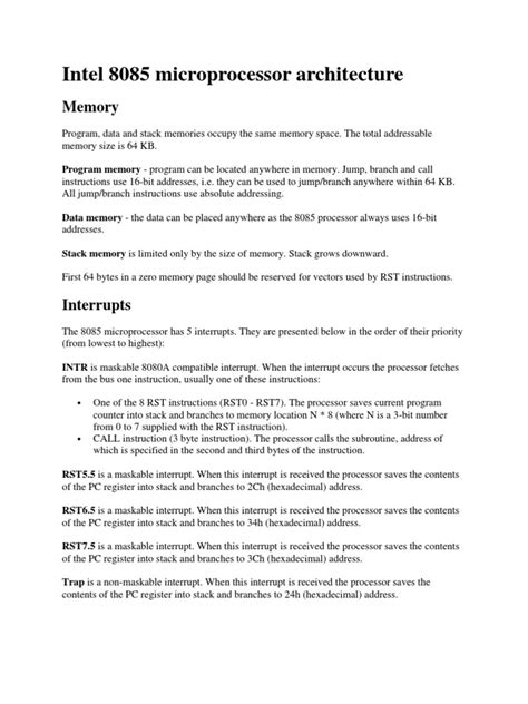 intel 8085 microprocessor architecture pdf instruction set