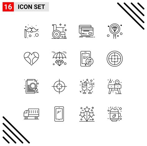 16 Universal Outline Signs Symbols Of Search Development Banking Develop Finance Editable Vector