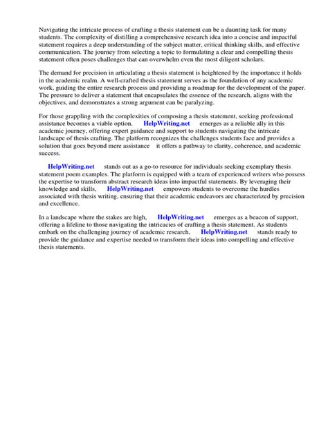 Thesis Statement Poem Examples Pdf Essays Poetry