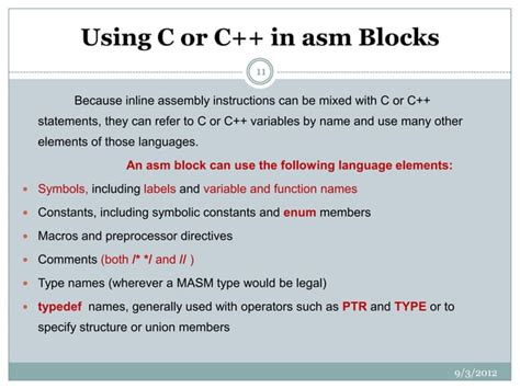 Inline Assembly Language Programs In C Ppt